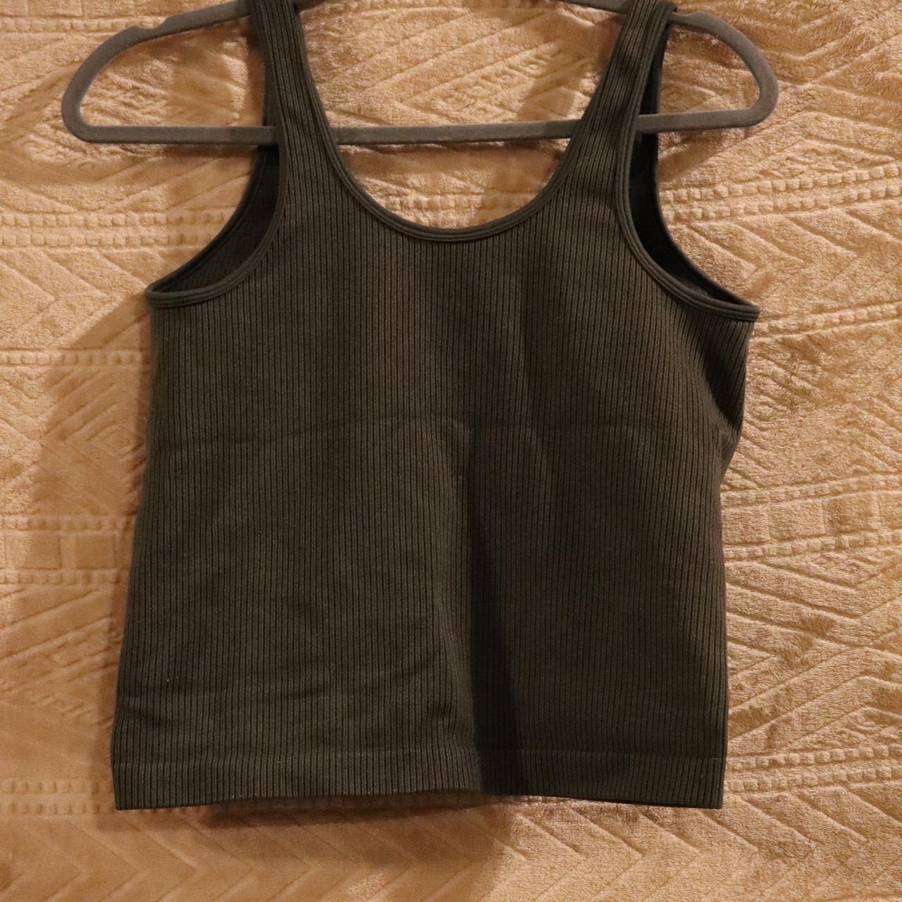 Dark green ribbed tank Perfect for gym Super... - Depop
