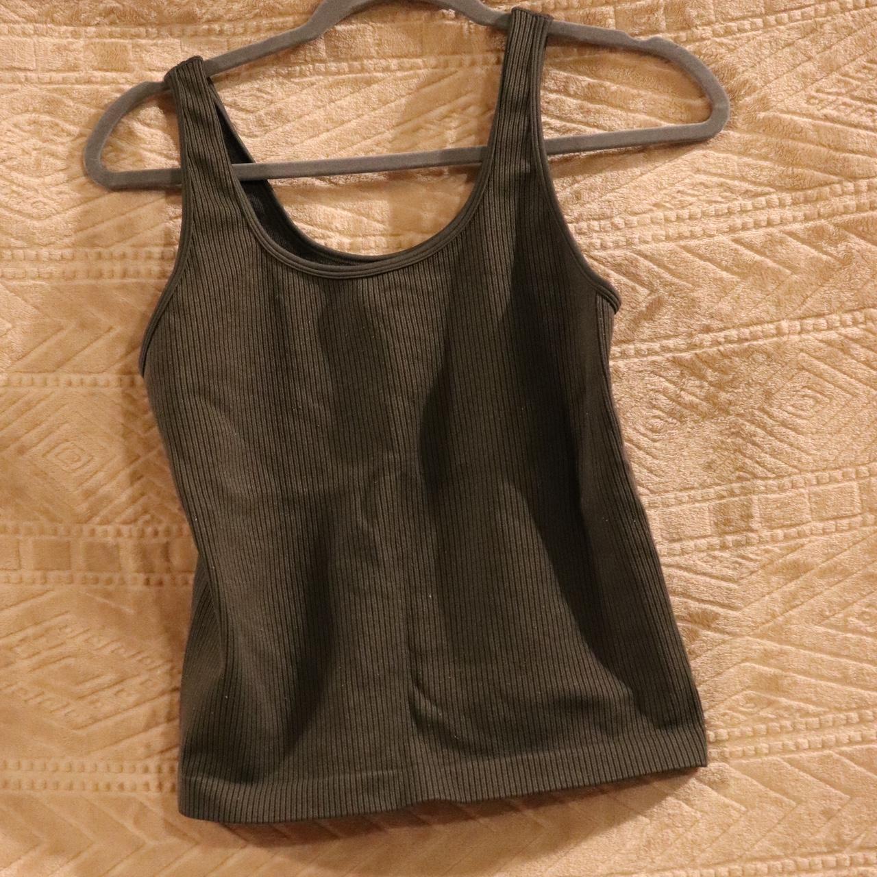 Dark green ribbed tank Perfect for gym Super... - Depop