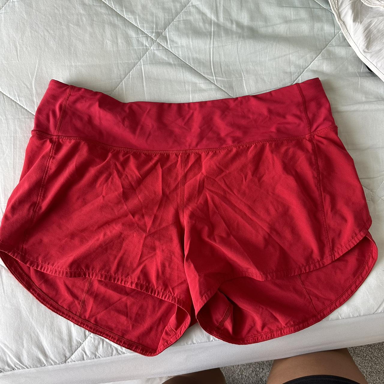 Red Lululemon Running Shorts Size: 10 Tall Super... - Depop
