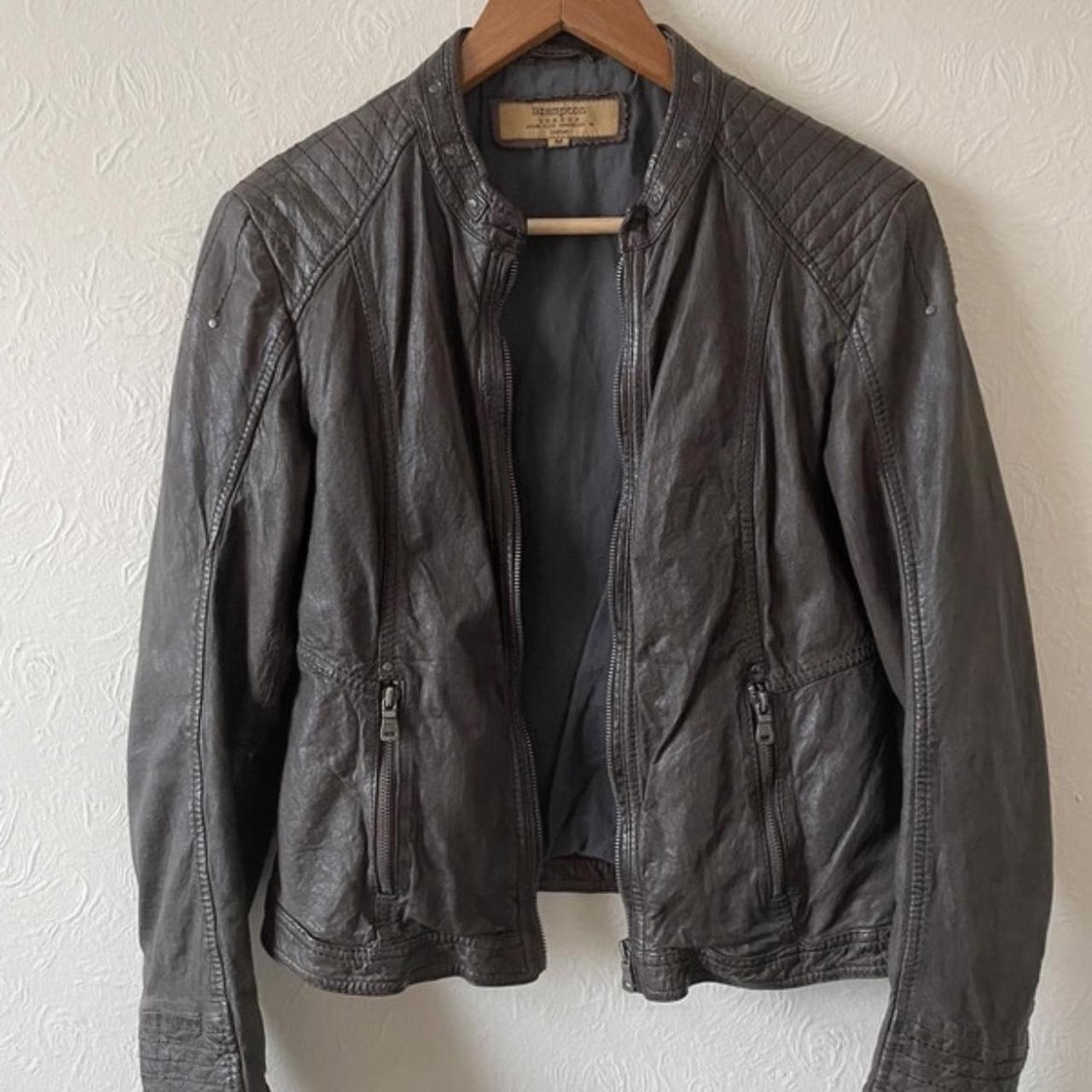 Brampton dark brown leather jacket size M, fits a... - Depop