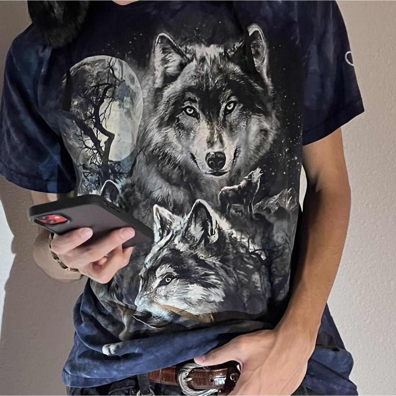 Vintage wolf shirt graphic tee Size S Model is... - Depop