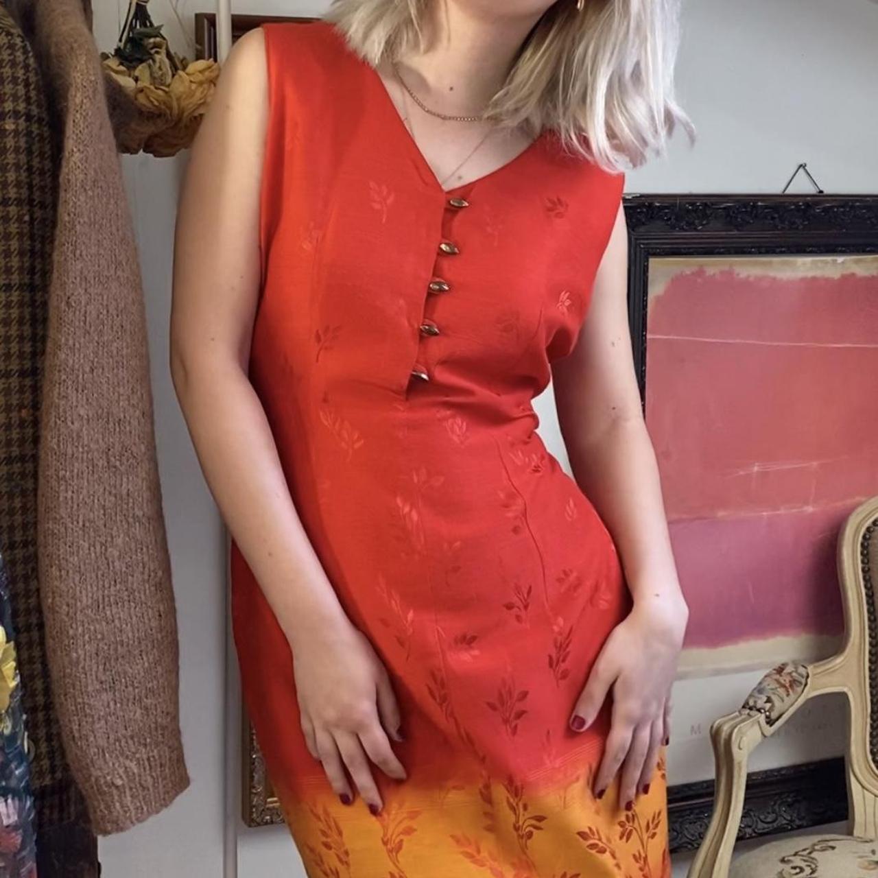 90s Red Gradient Summer Dress Paul Brial Beautiful... - Depop