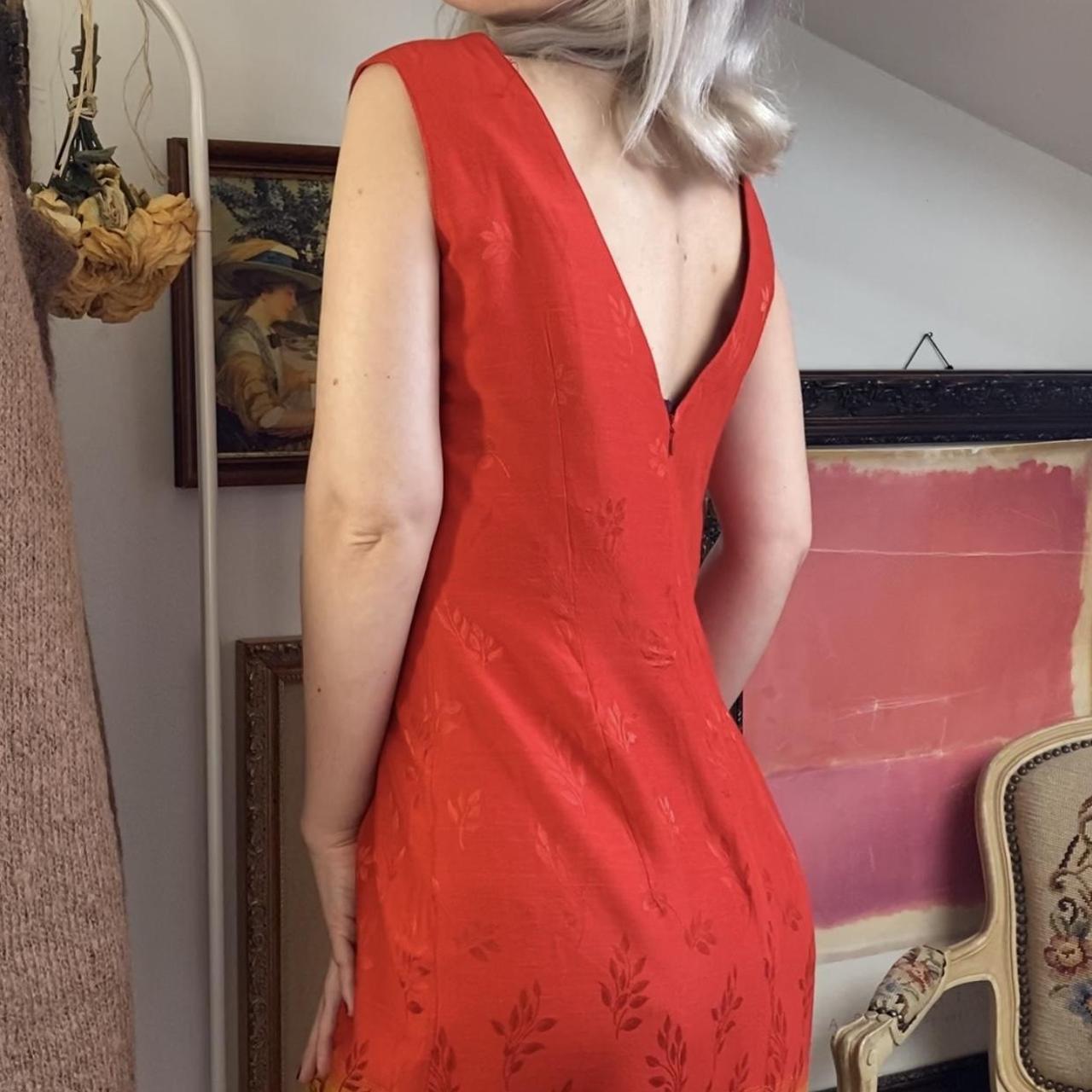 90s Red Gradient Summer Dress Paul Brial Beautiful... - Depop