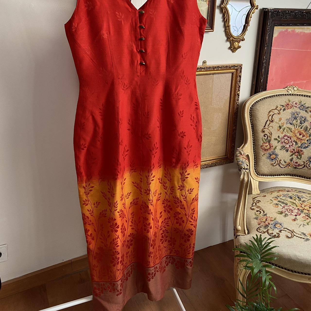 90s Red Gradient Summer Dress Paul Brial Beautiful... - Depop