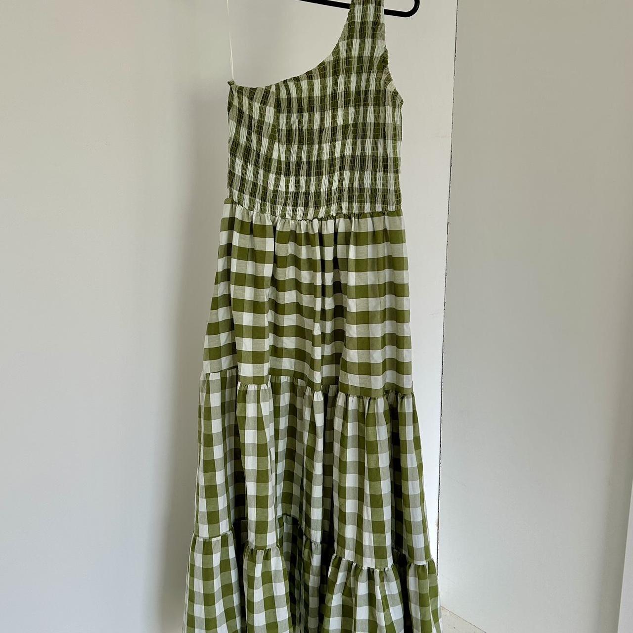 Green gingham Reverse dress Size Small Excellent... - Depop