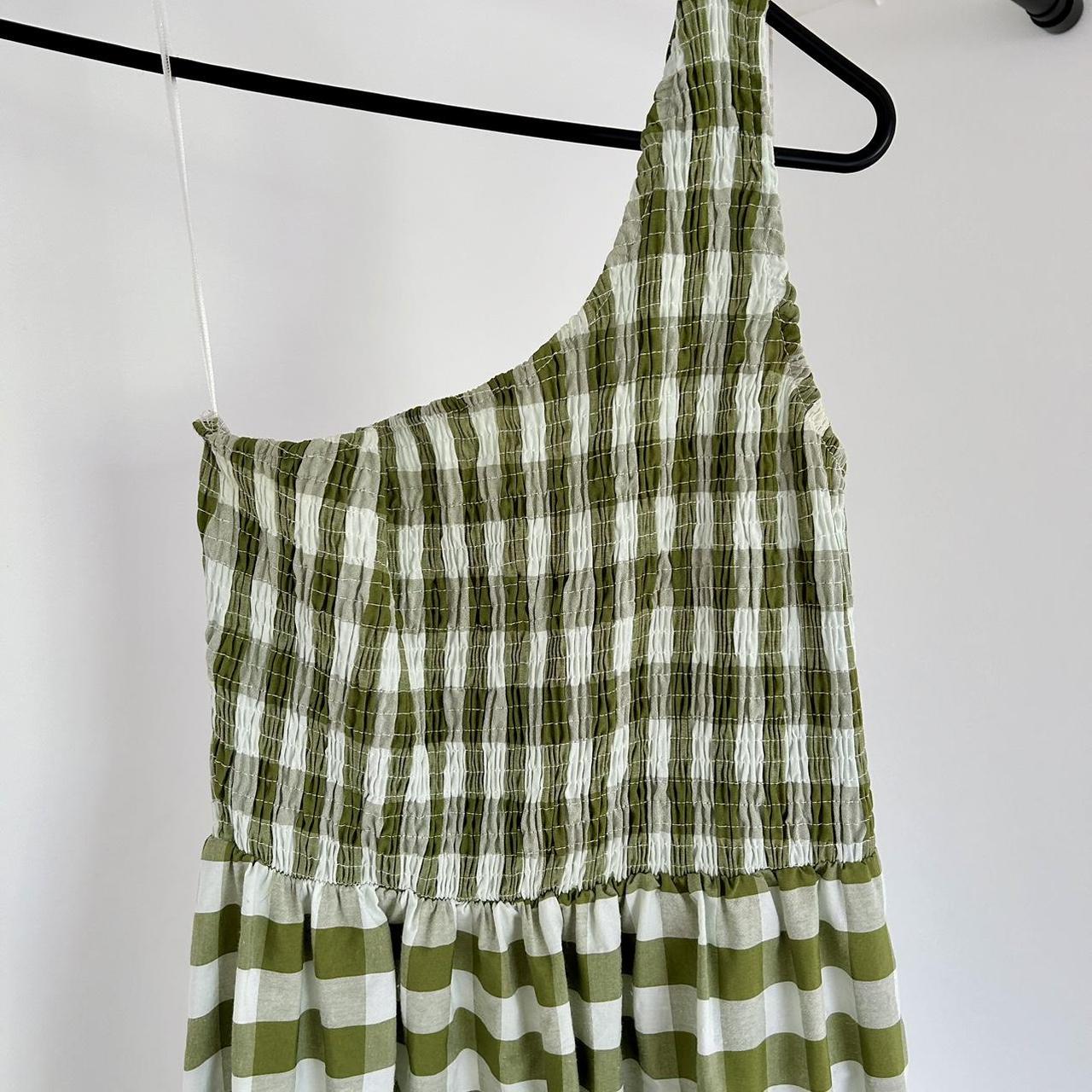 Green gingham Reverse dress Size Small Excellent... - Depop