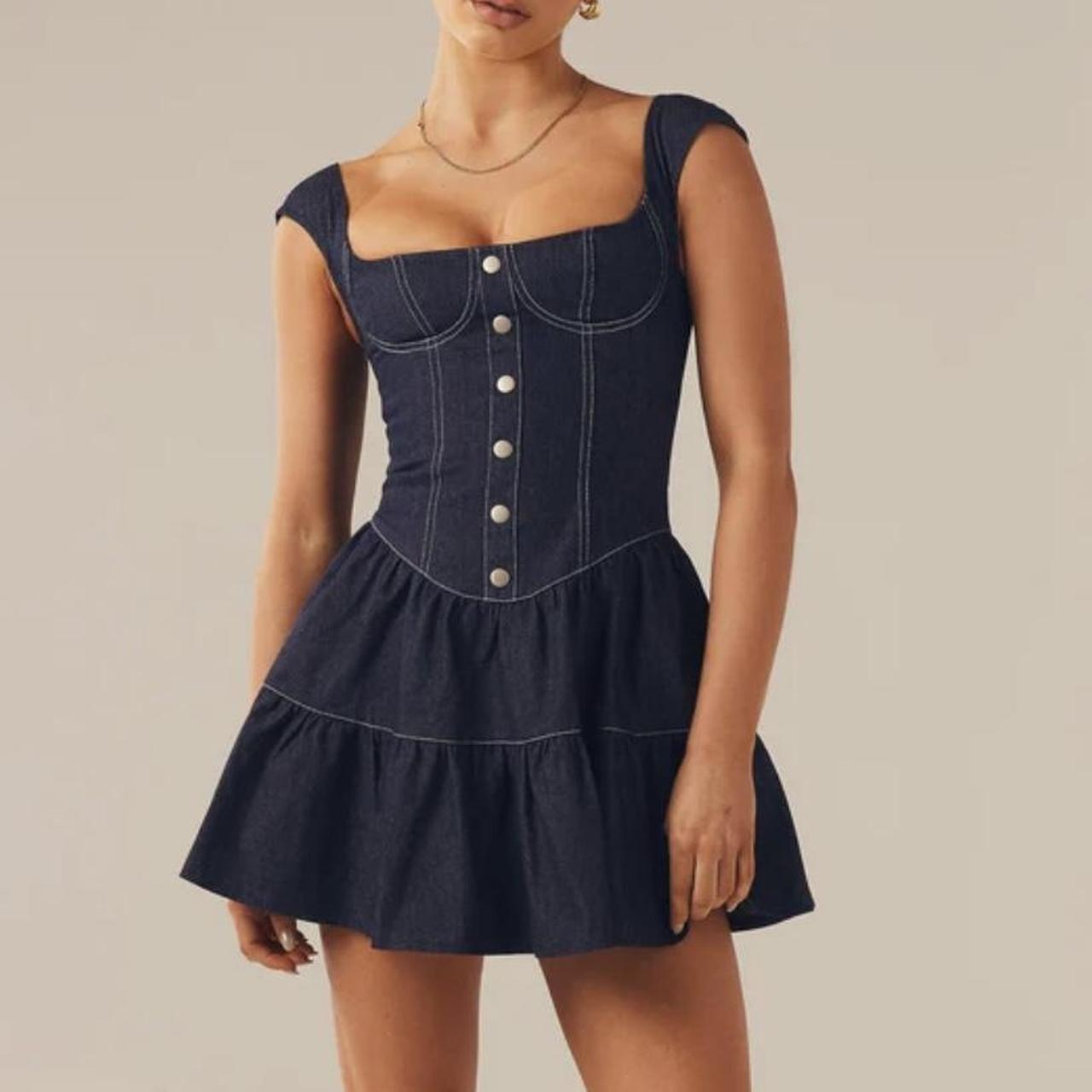 Peppermayo - Isabella Denim Bustier Dress Size 16... - Depop