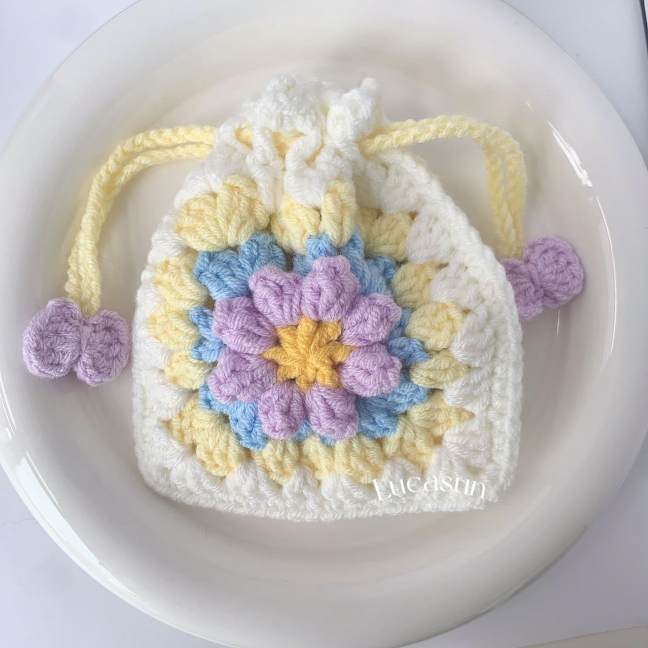 Handmade Cute Flower Small Drawstring Bag Coin... - Depop