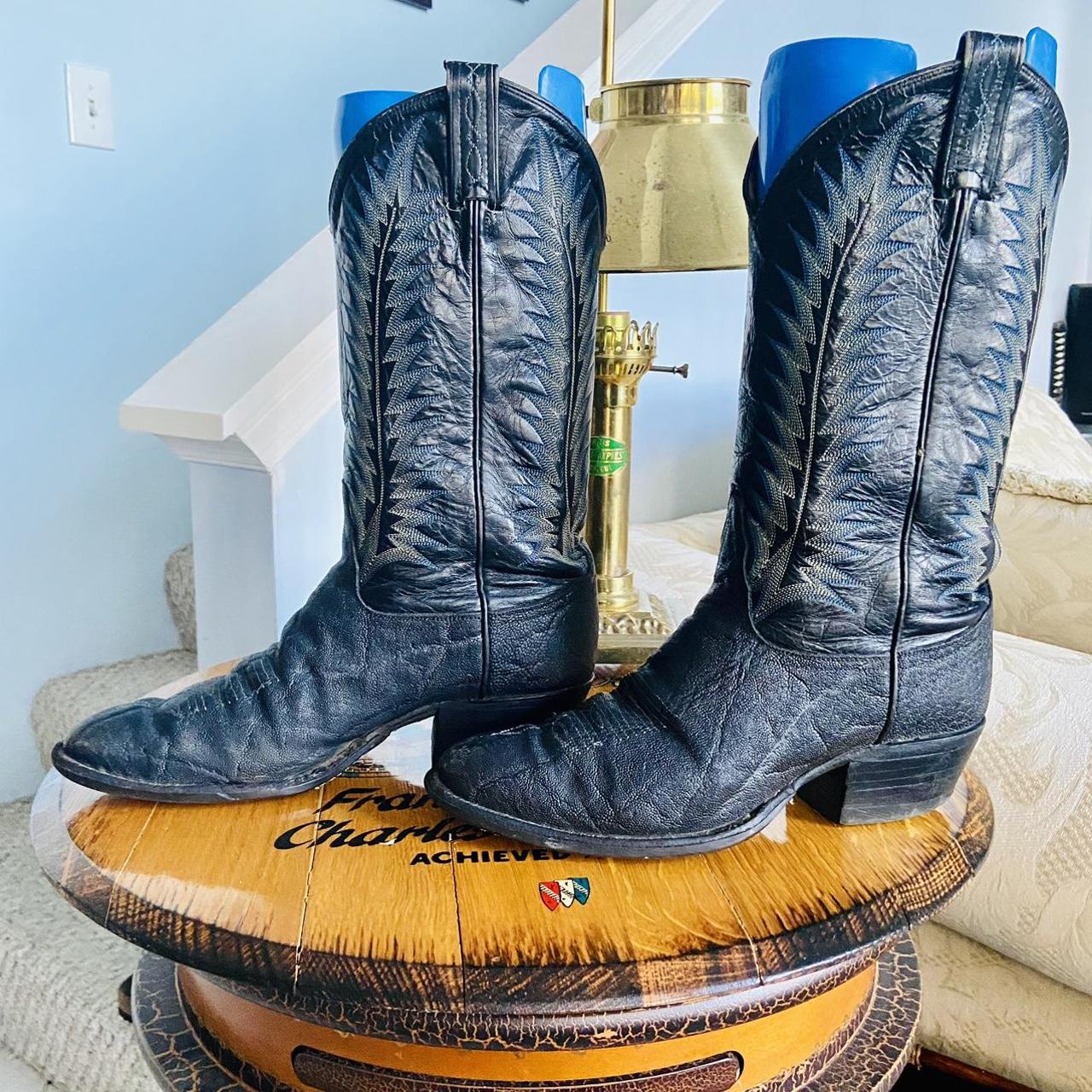 1980’s men’s Tony Lama Western Leather Boot with... - Depop