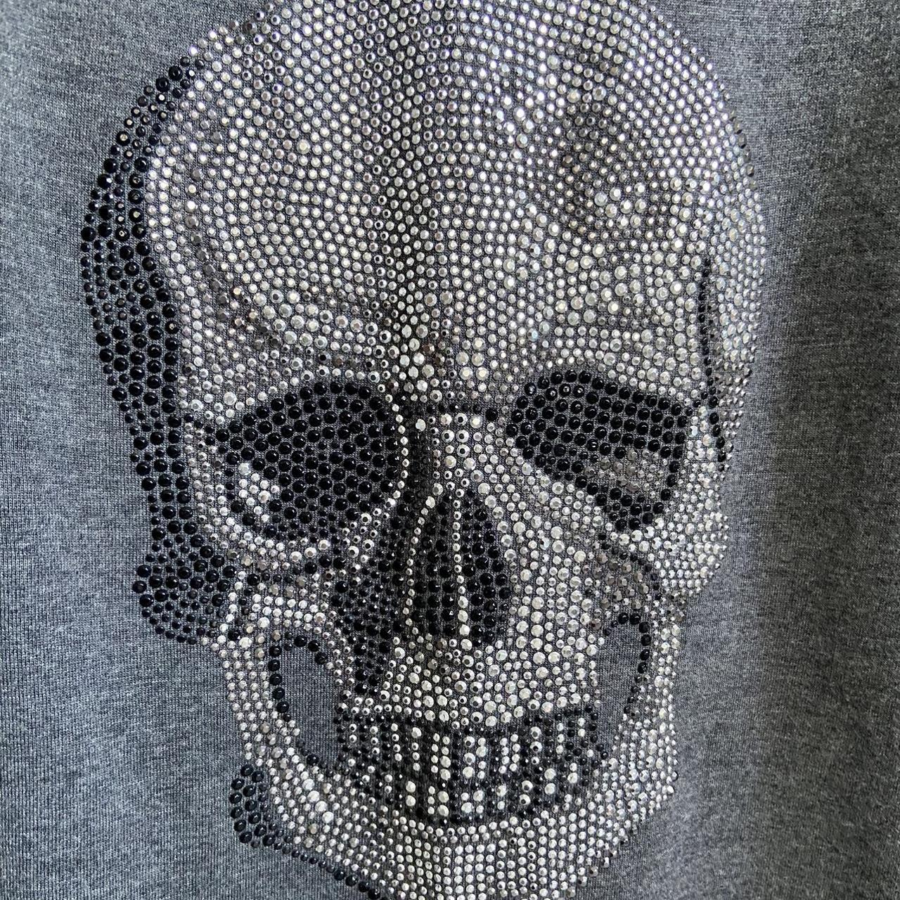 Haute Hippie Grey Skully T Shirt! Cool Graphic on... - Depop
