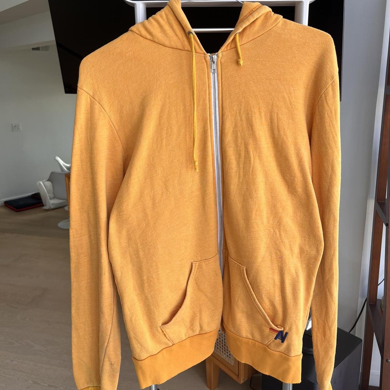 Aviator Nation Hoodie Size Large Mustard Yellow... - Depop