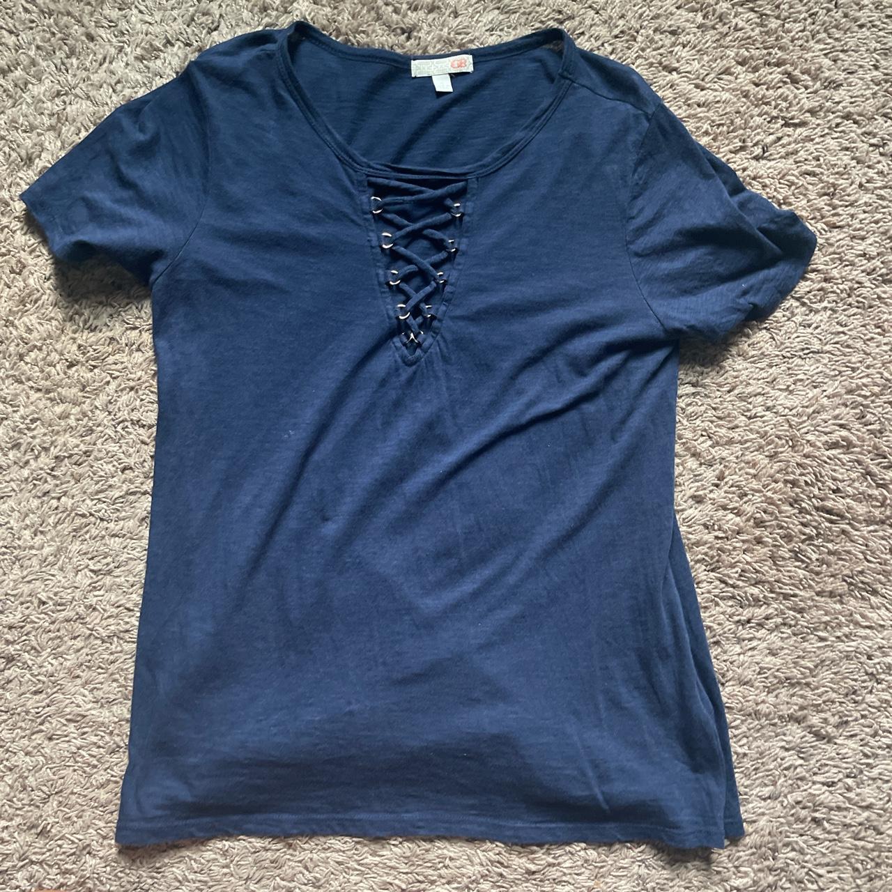navy blue top with -size s (loose fitted) -navy blue - Depop