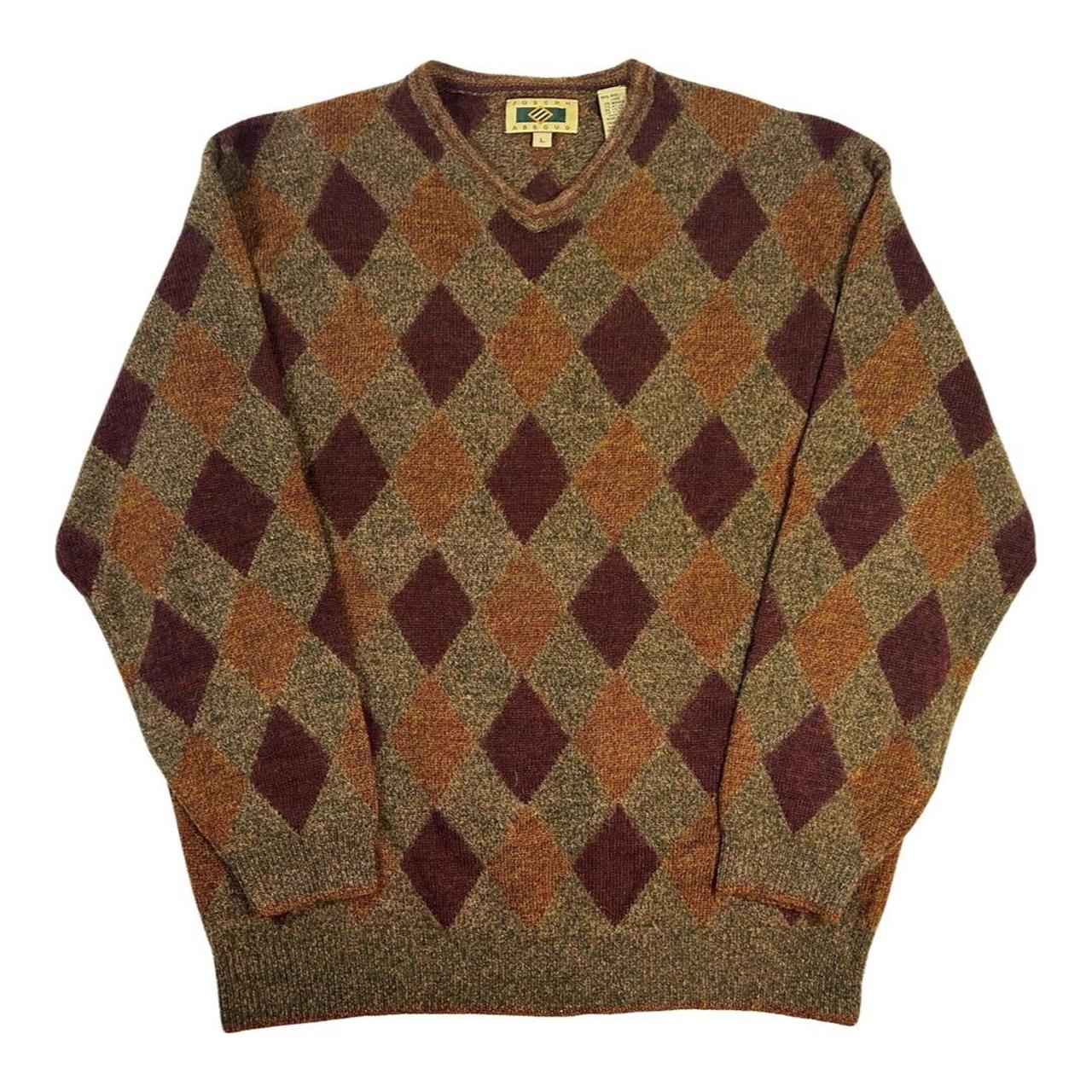 Vintage fall colors argyle wool sweater by Joseph... - Depop