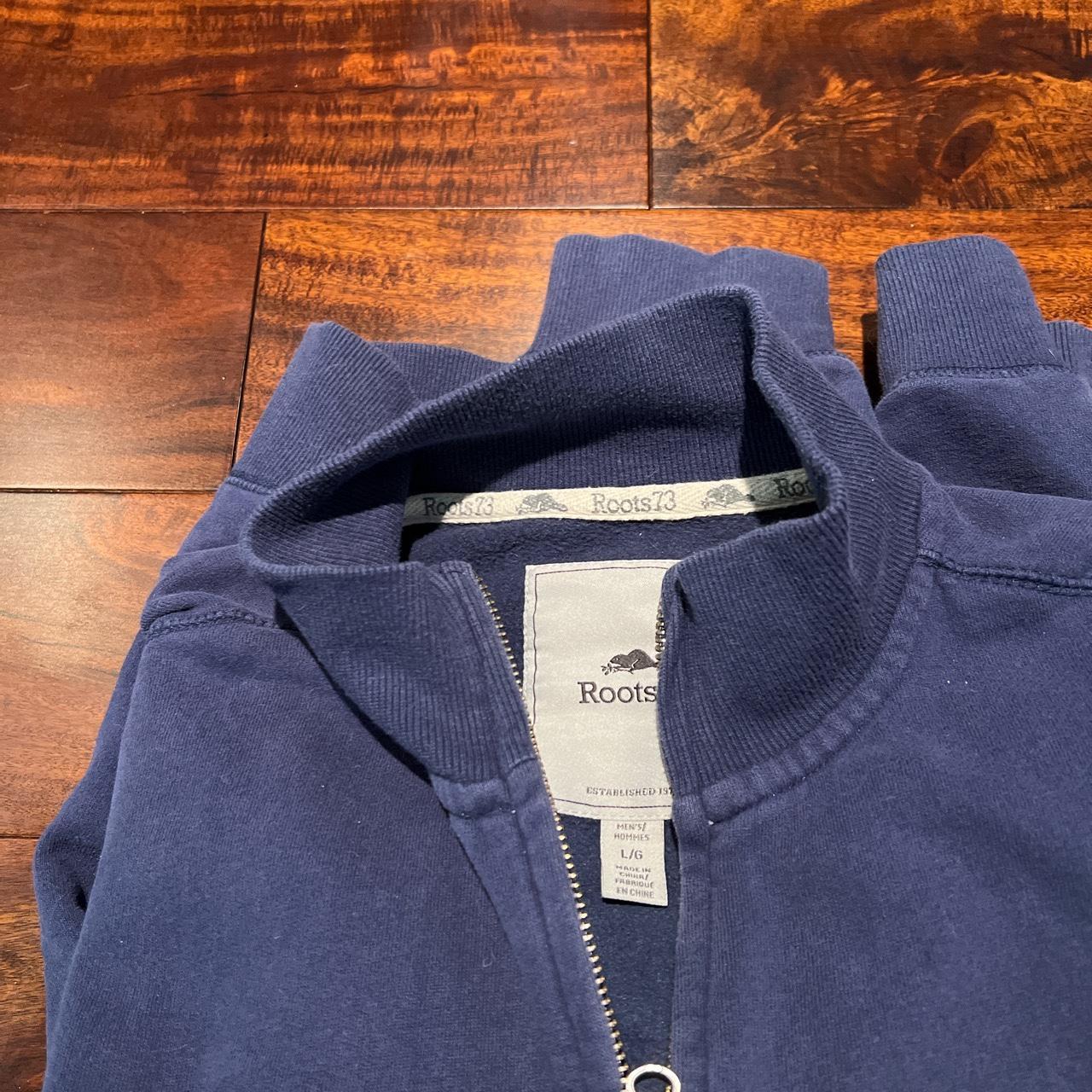 Roots 73 Blue Zip up heavy sweatshirt - Depop