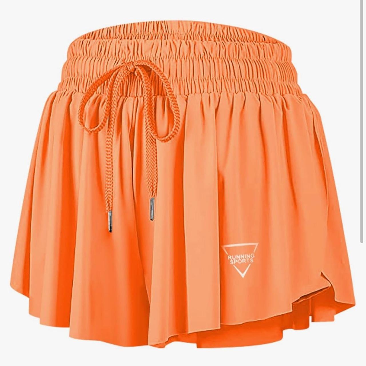 Flowy Running Shorts with pockets -coral/salmon... - Depop