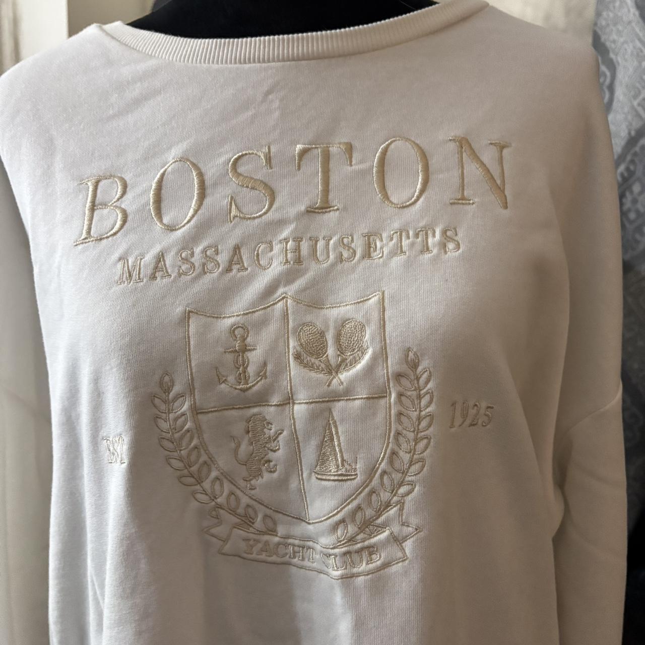 White, embroidered old money sweatshirt, barely used | Depop