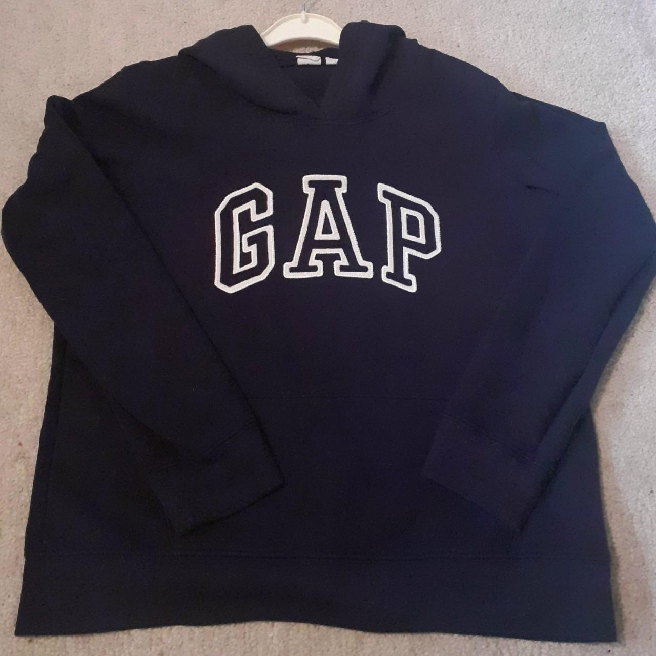 Classic vintage navy blue GAP hoodie Embroidered... - Depop