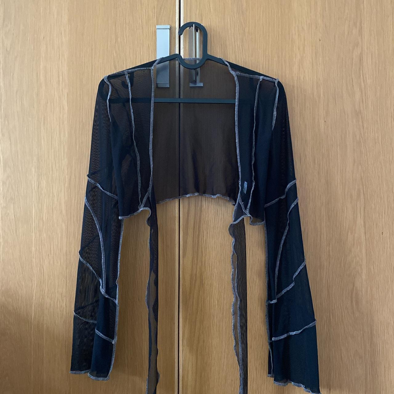 - YesStyle - Black mesh cropped top - Tie front -... - Depop