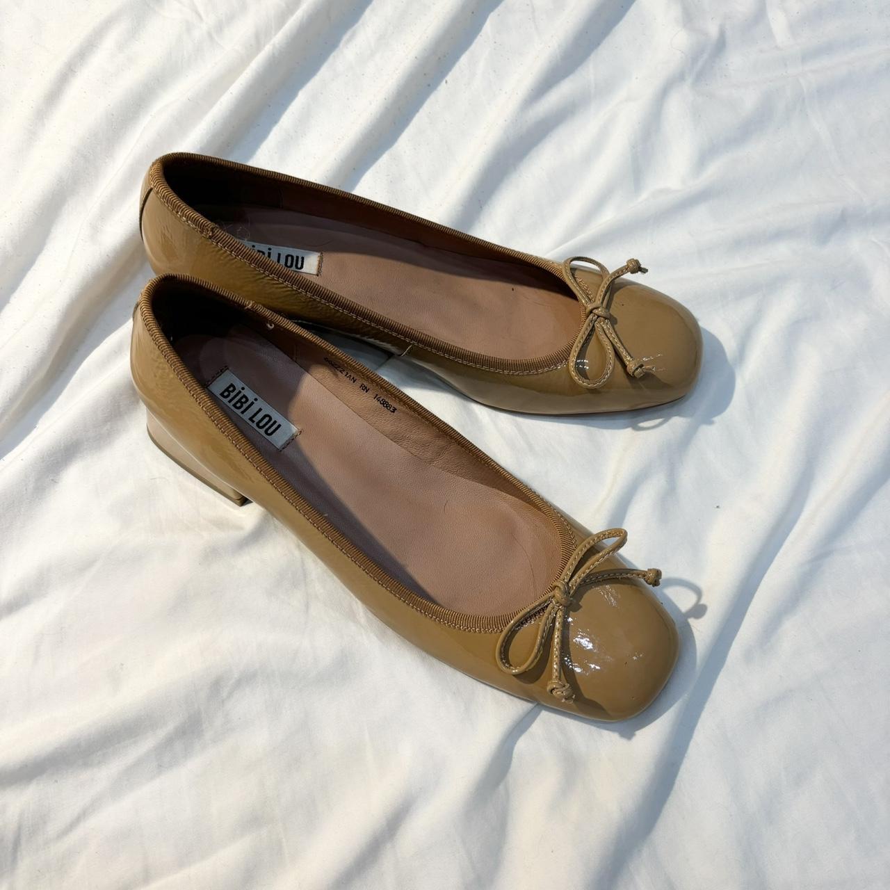 bibi lou heeled ballet pumps in beige. size 39- fits... - Depop