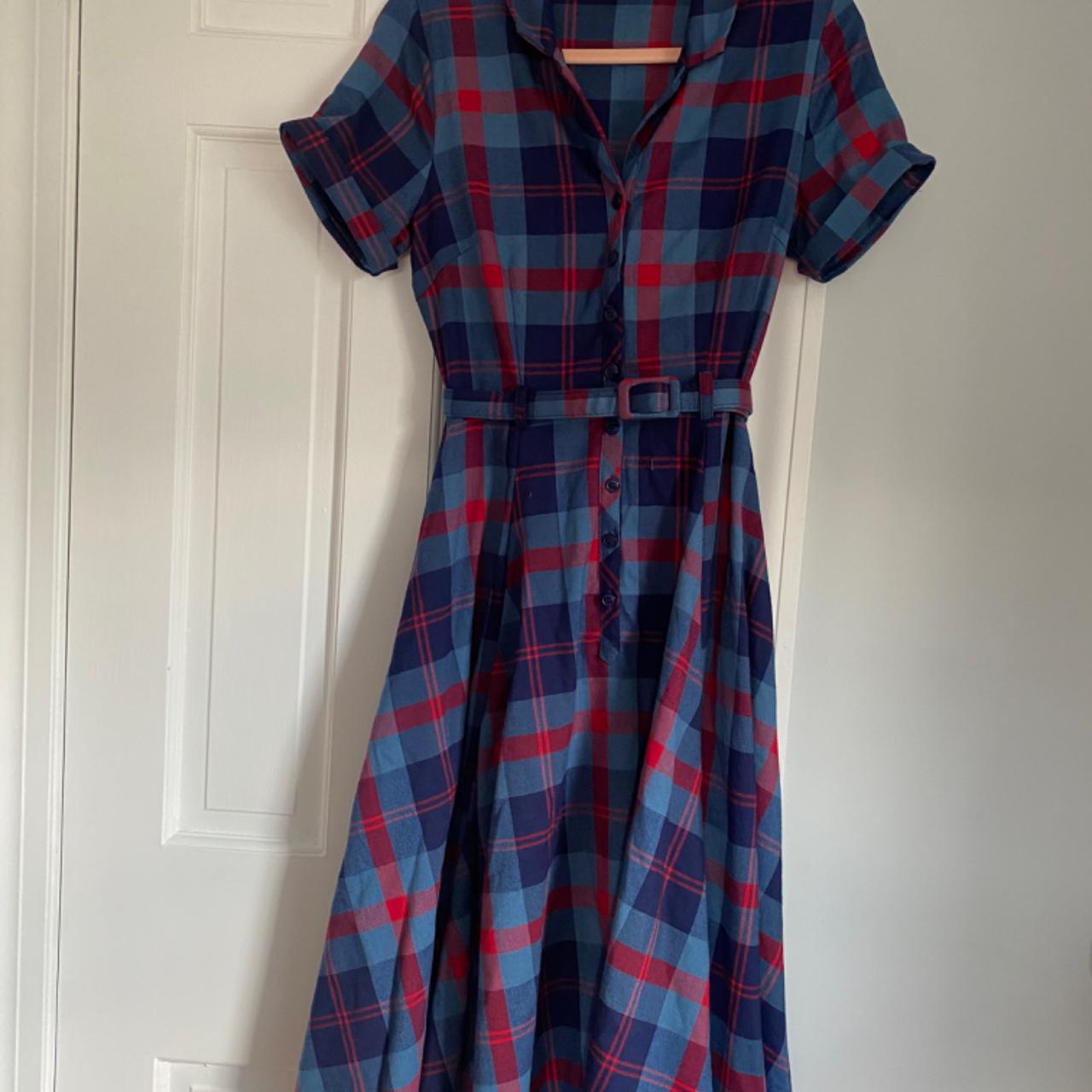 Collectif Vintage plaid dress with full skirt and... - Depop