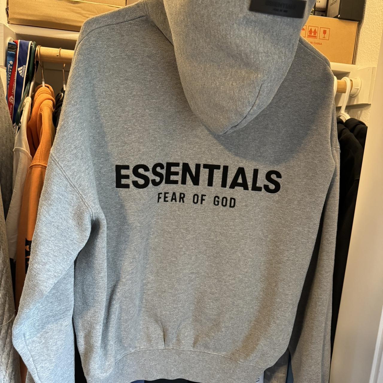 Heathered Grey Essentials hoodie Size XS fits like... - Depop