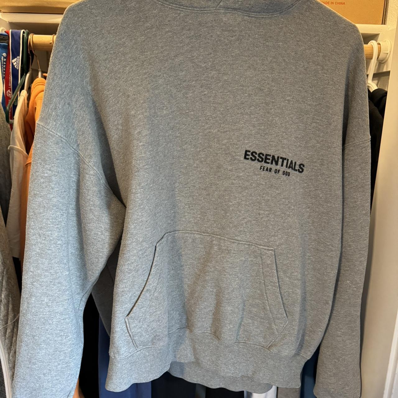 Heathered Grey Essentials hoodie Size XS fits like... - Depop