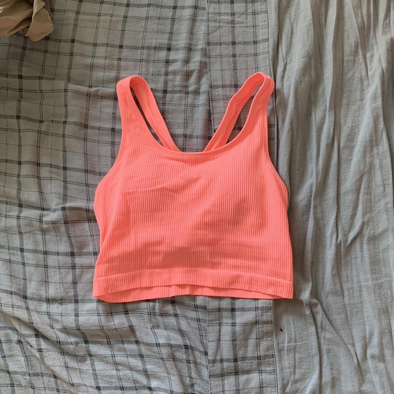 -Neon pink athletic crop top -Color: Neon... - Depop