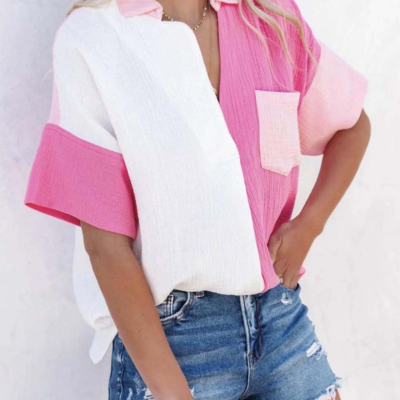 Super cute colored block top! #colorblock... - Depop