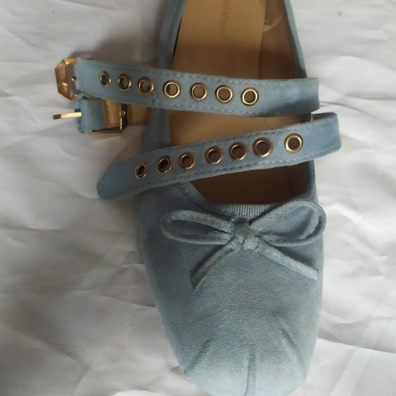 Baby Blue Balletcore shoes -Ballet inspired flats... - Depop