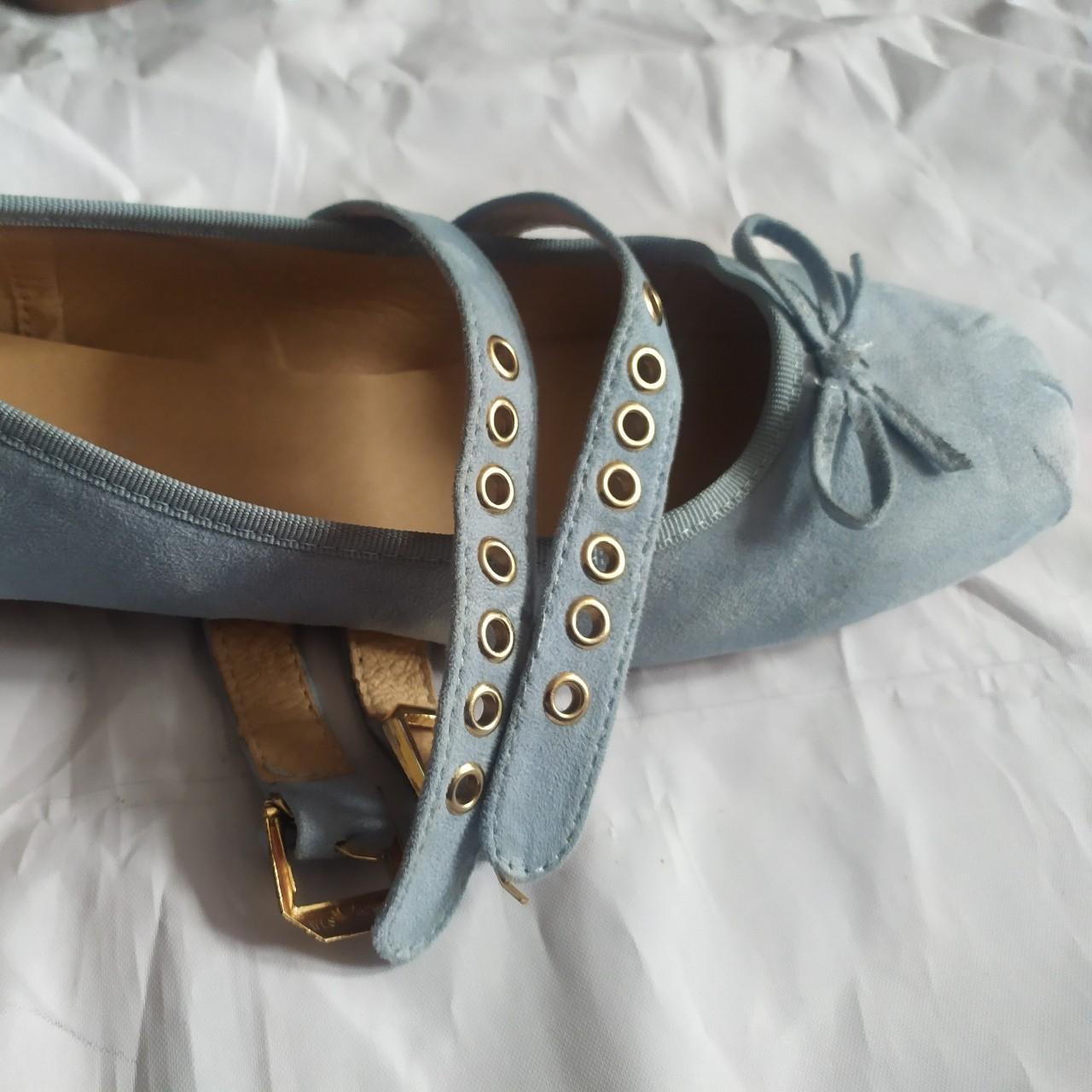 Baby Blue Balletcore shoes -Ballet inspired flats... - Depop