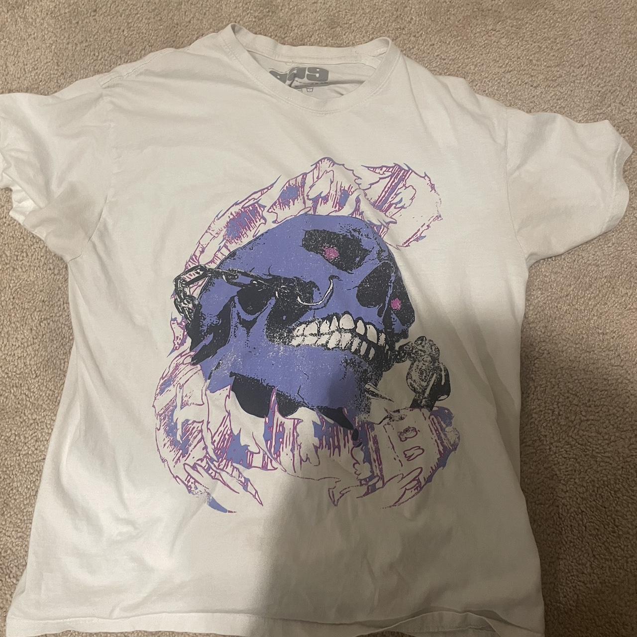 Juice wrld 999 skull shirt medium fits tts worn once... - Depop