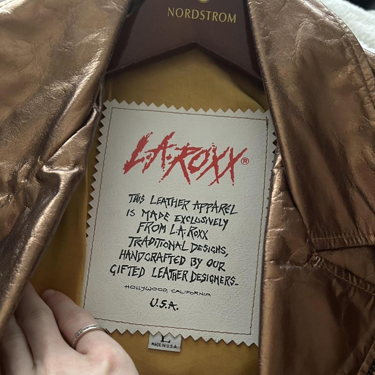 l.a. roxx metallic leather jacket super cool looks... | Depop