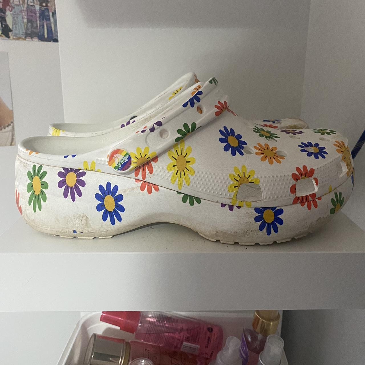 flower platform crocs - Depop