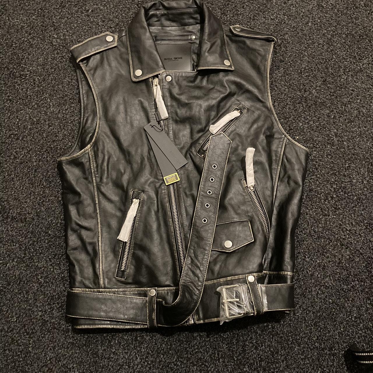 Boda Skins sleeveless leather jacket #bodaskins... - Depop