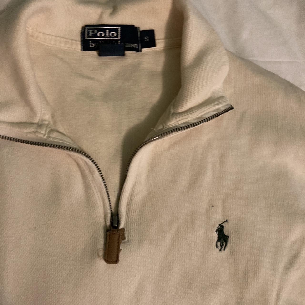 Ralph Lauren cream quarter zip sweatshirt. Thick and... - Depop