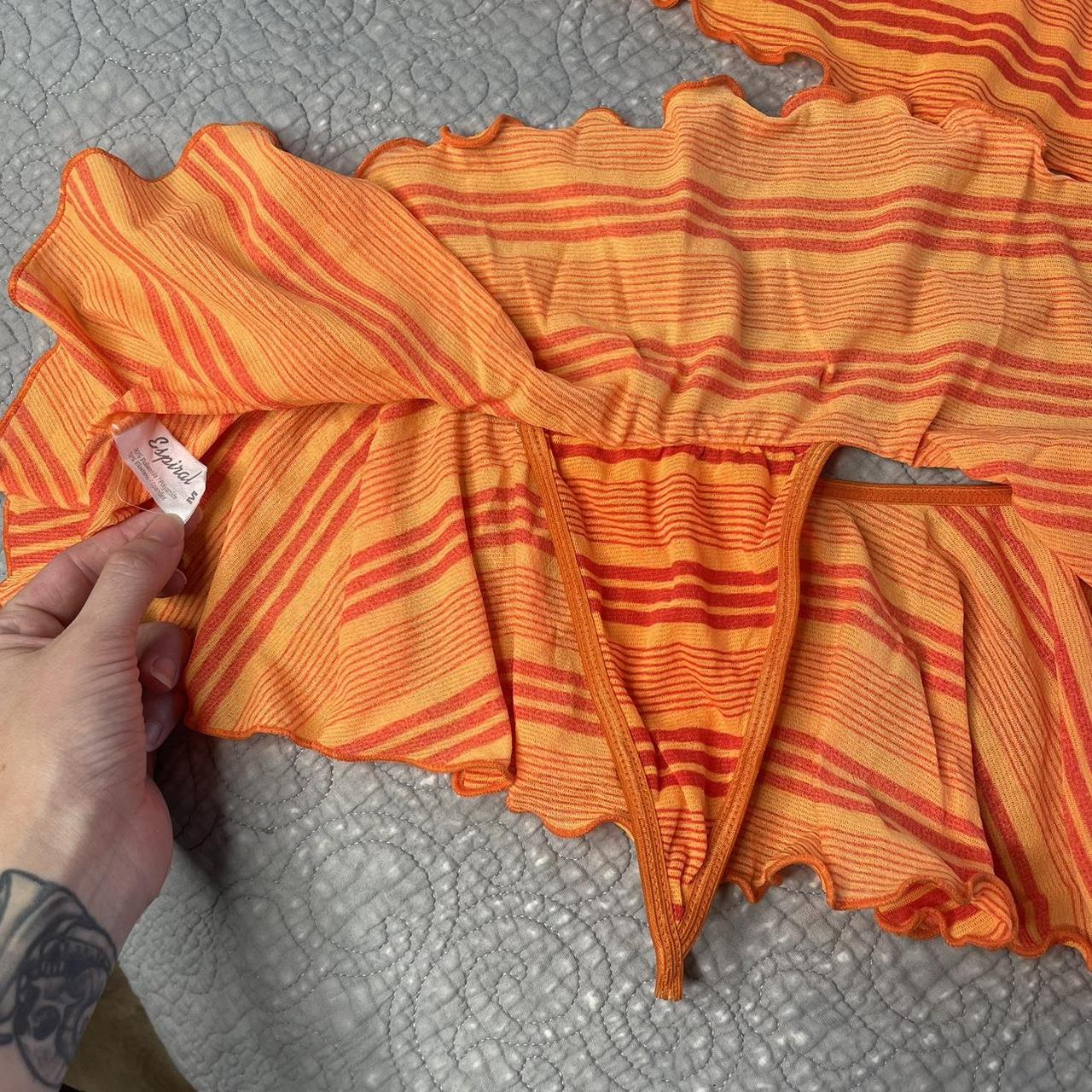 Adorable Vintage Orange Striped 2 Piece PJ Set... - Depop