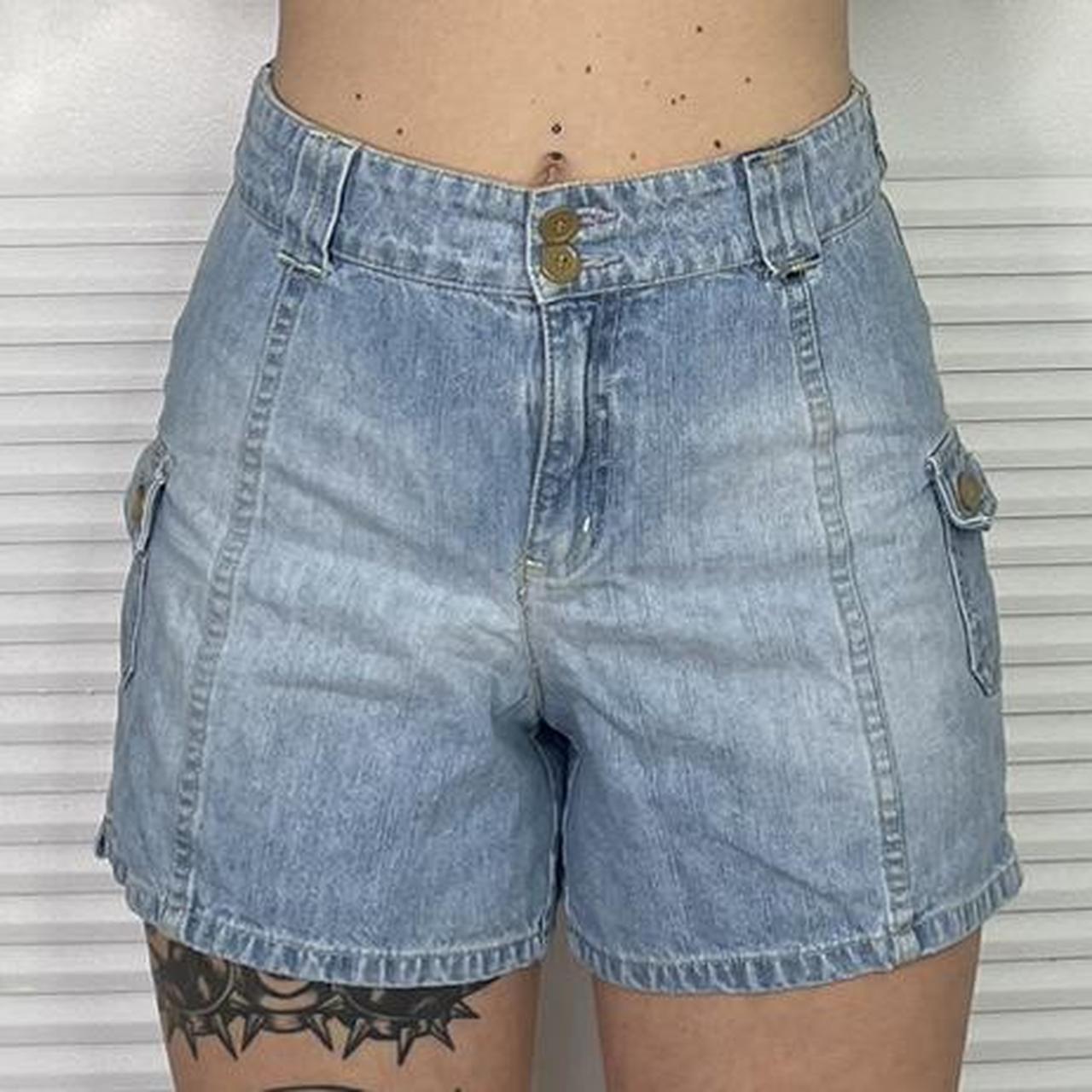 Light Wash High Waisted Cargo Jean Shorts Woman’s... - Depop