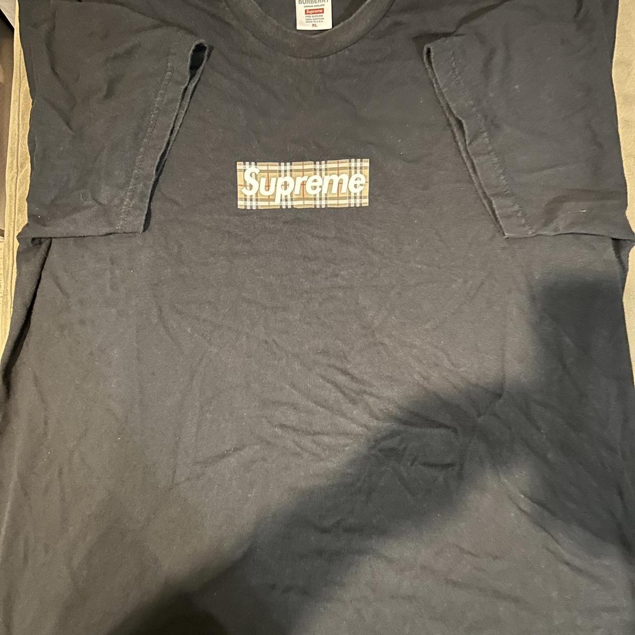 Supreme X Burberry Box Logo tee. Black size XL. Buy... - Depop