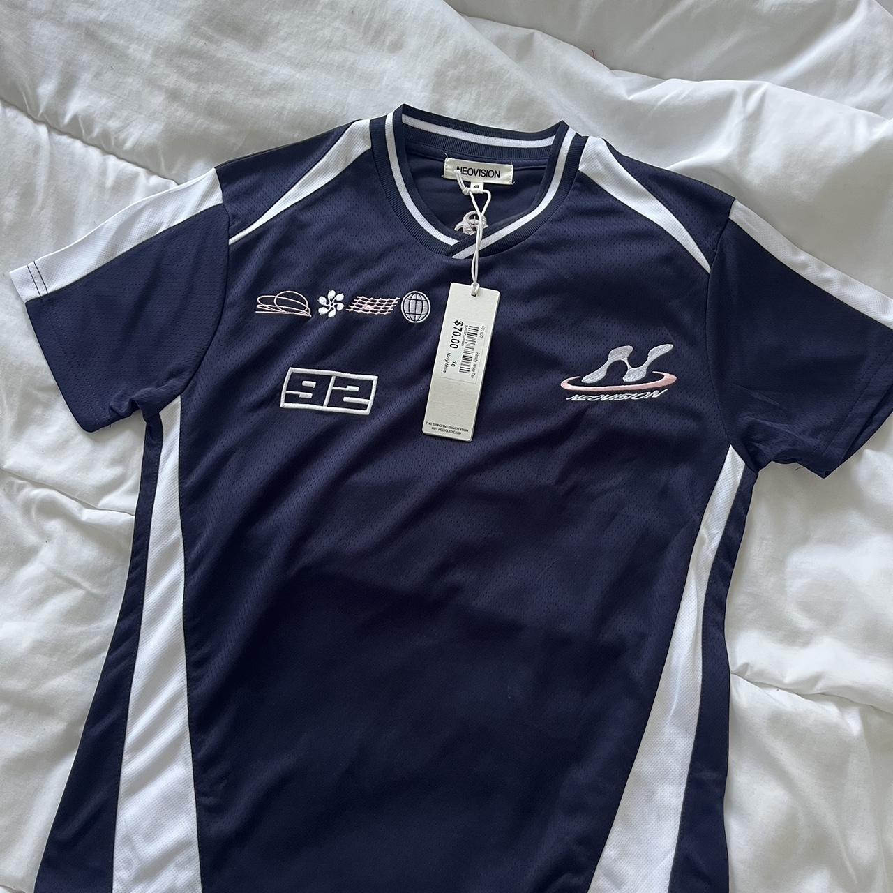 Navy & Pink Neovision T shirt I really like it but... - Depop