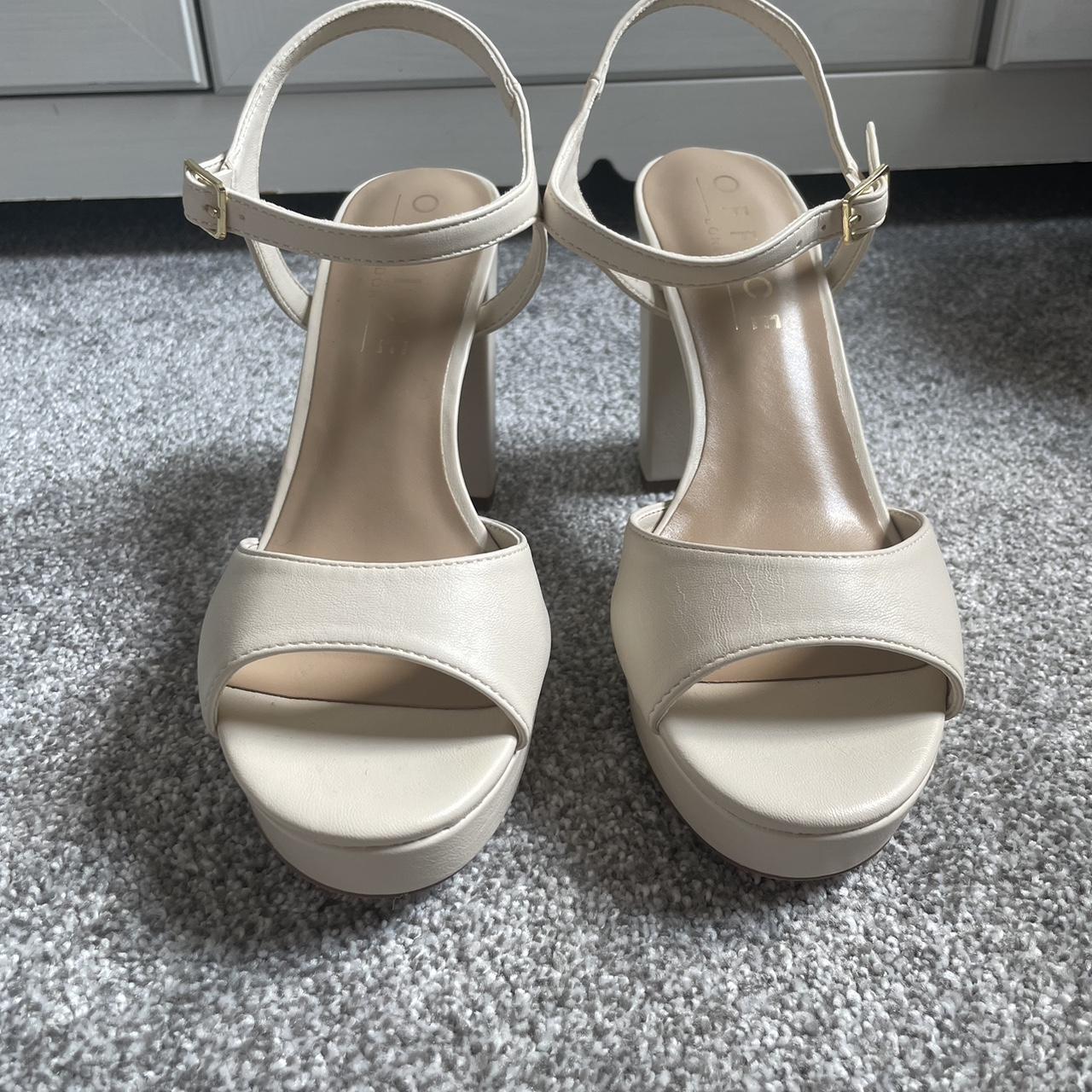 Cream color heels that were only worn once from... - Depop