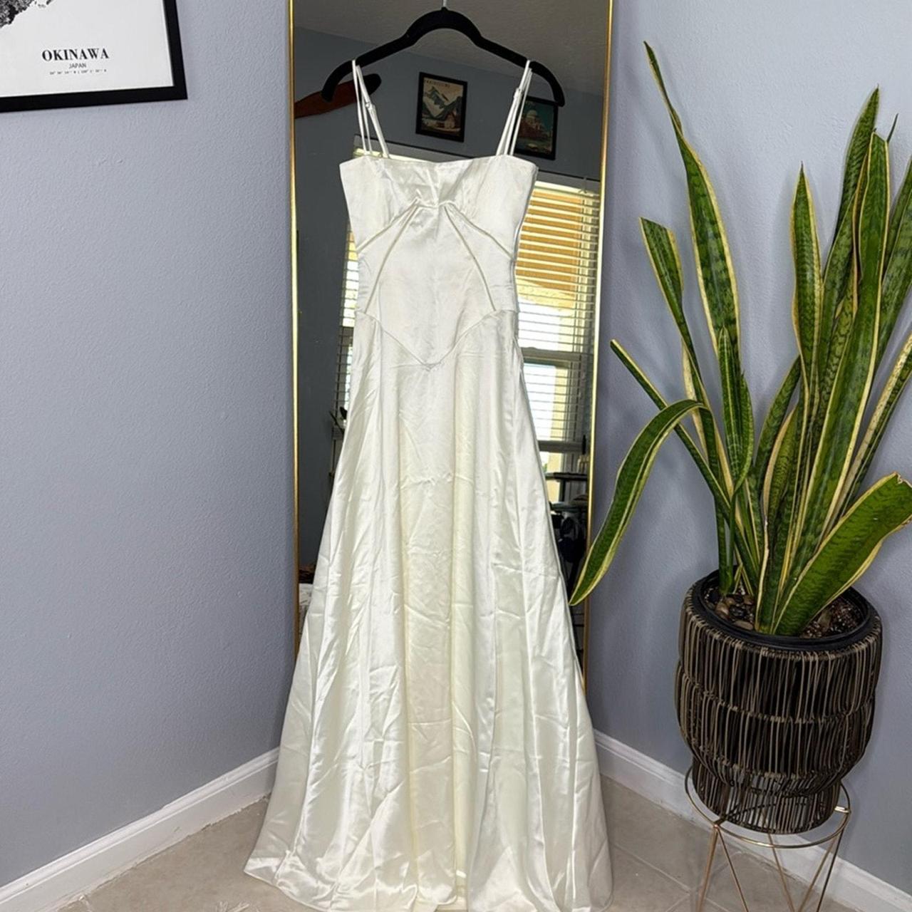 House of CB 'Anabella' Ivory Satin Lace Up Maxi... | Depop