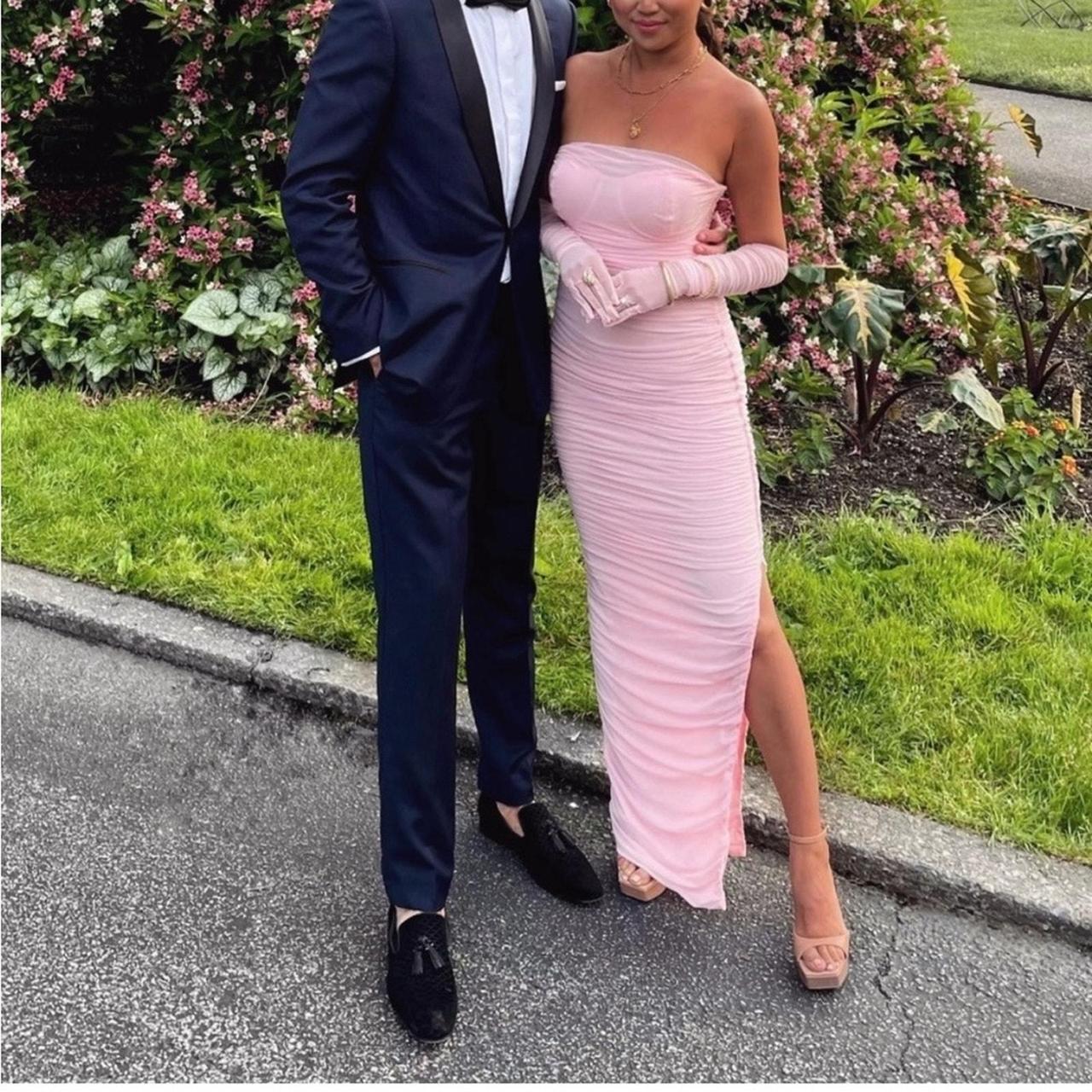 HOUSE OF CB 'Sofia' Fairy Pink Mesh Maxi Dress... | Depop