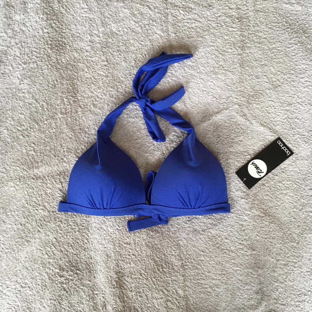 Blue triangle bikini top 🦋 SIZE 8 #bluebikinitop... - Depop