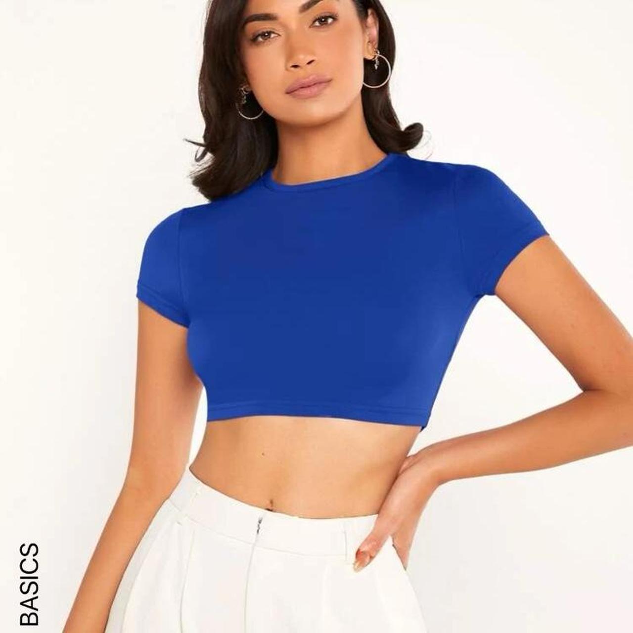 Bnwtbasics Solid Mock Neck Crop Top Size 8 From Depop