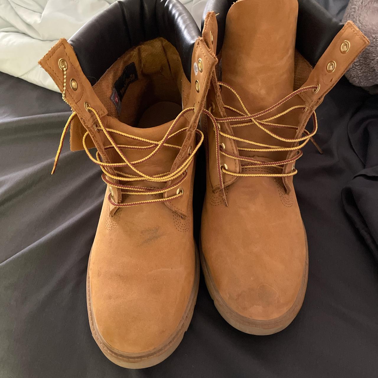 Tan and cream Timberland boots worn 2x Size 10 got... | Depop