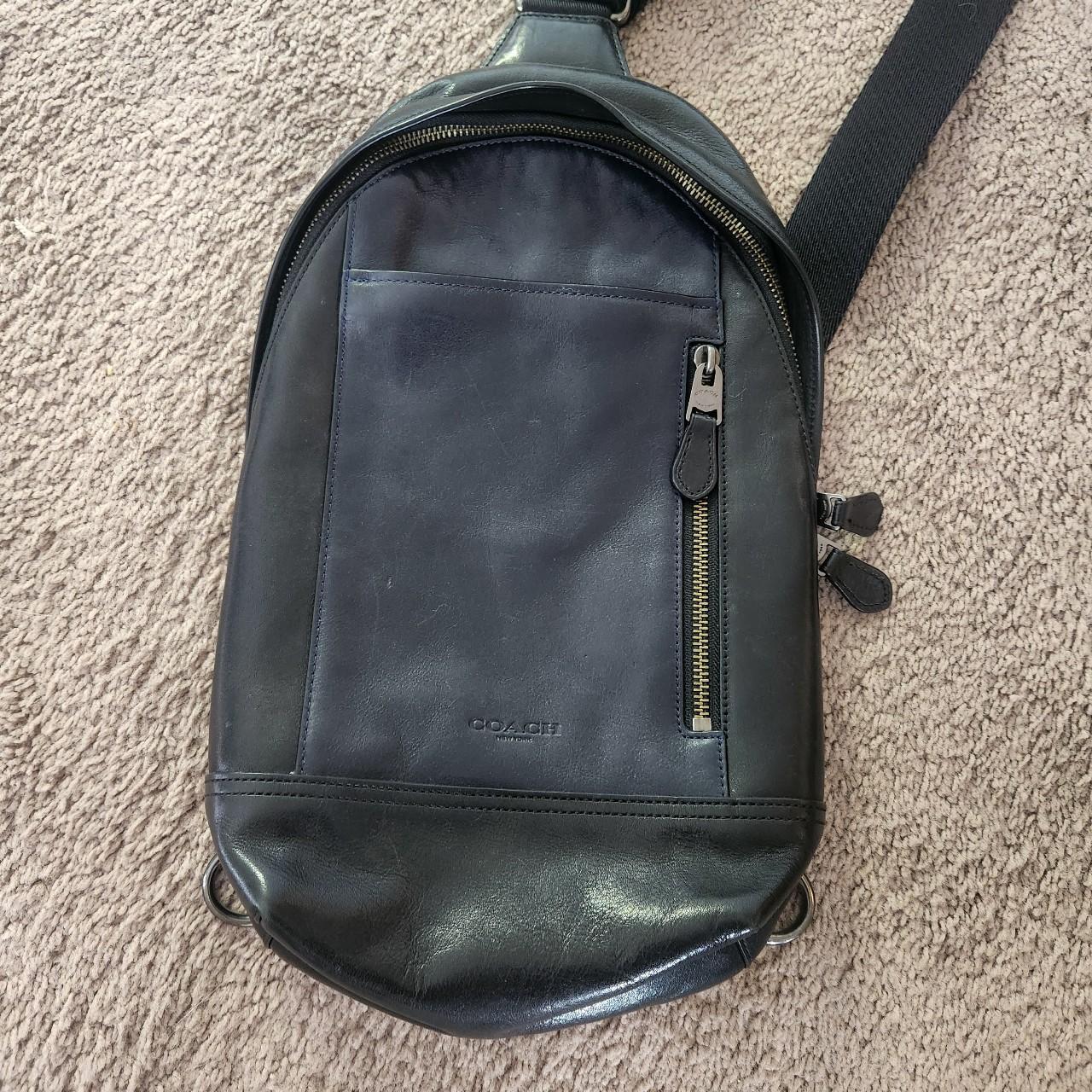 Coach Men's Manhattan Sling Black Backpack Bag... | Depop