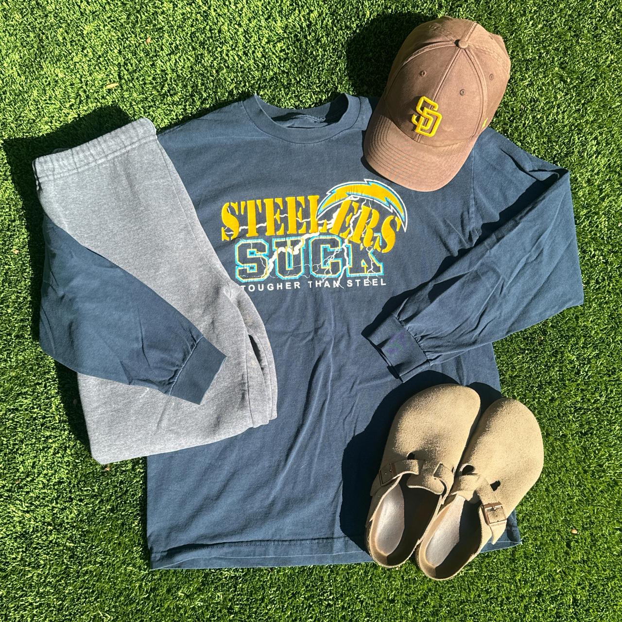 Paint Splattered Russell Sweats Size L, (Fit Like... - Depop