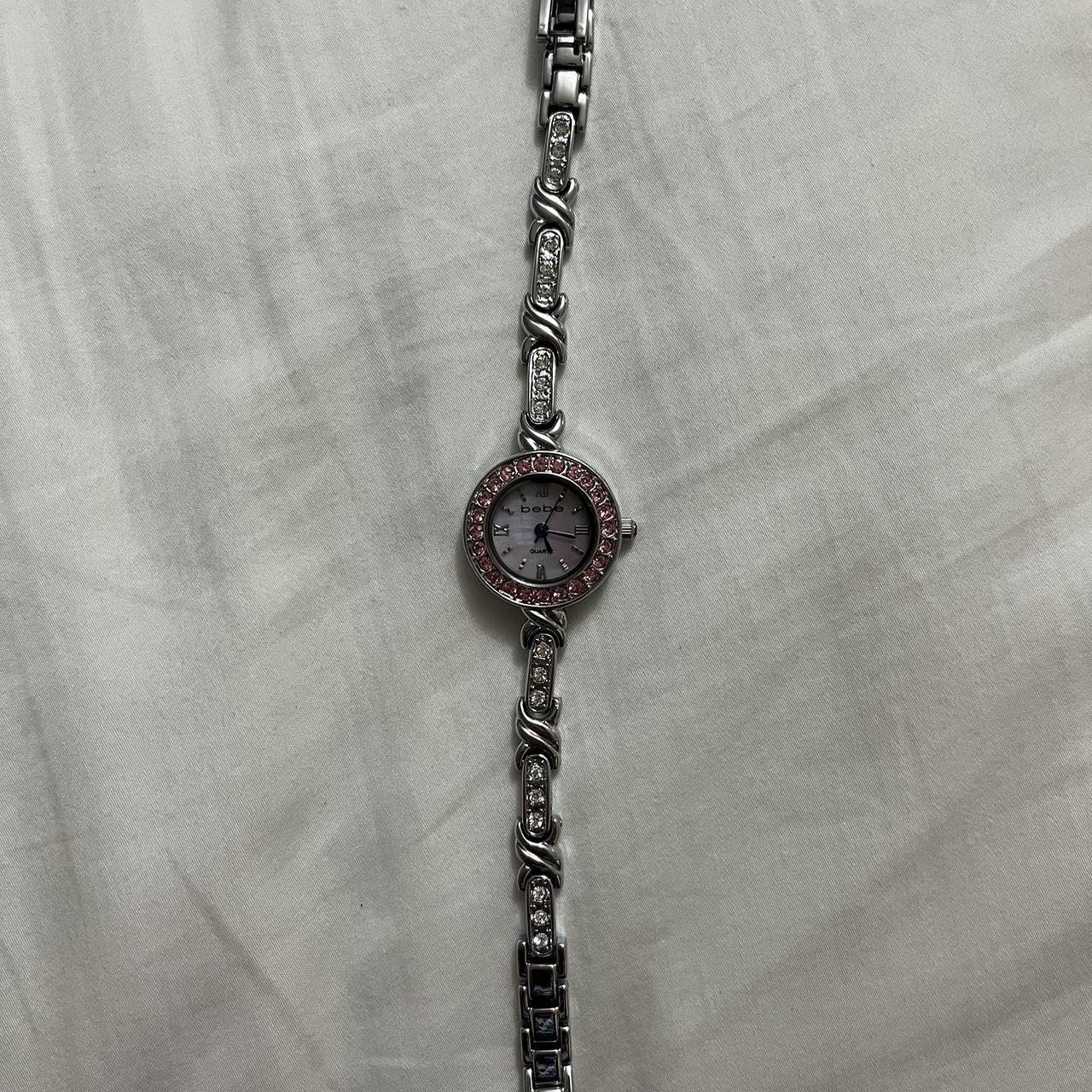 bebe y2k watch - circle clock with thin band -... - Depop