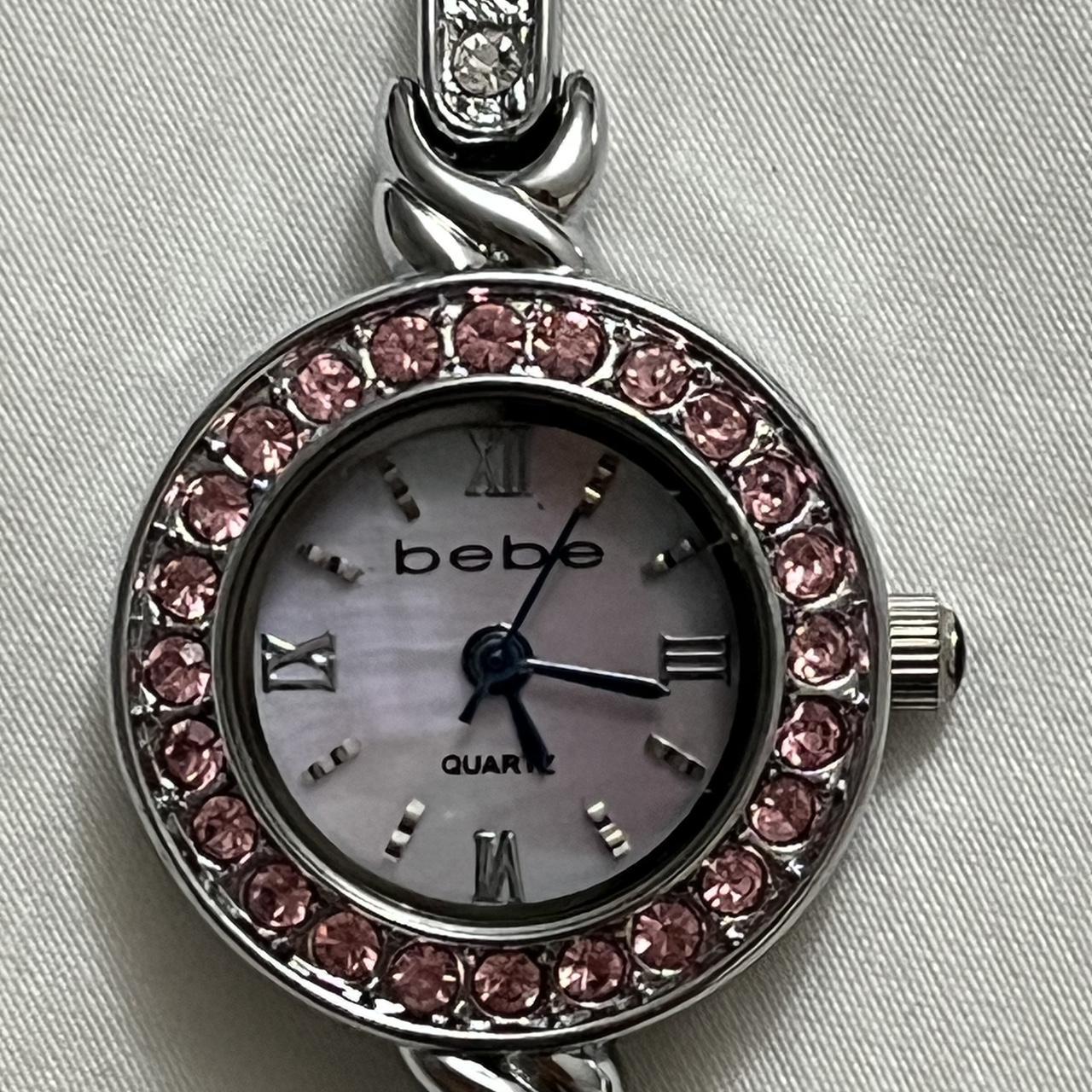 bebe y2k watch - circle clock with thin band -... - Depop