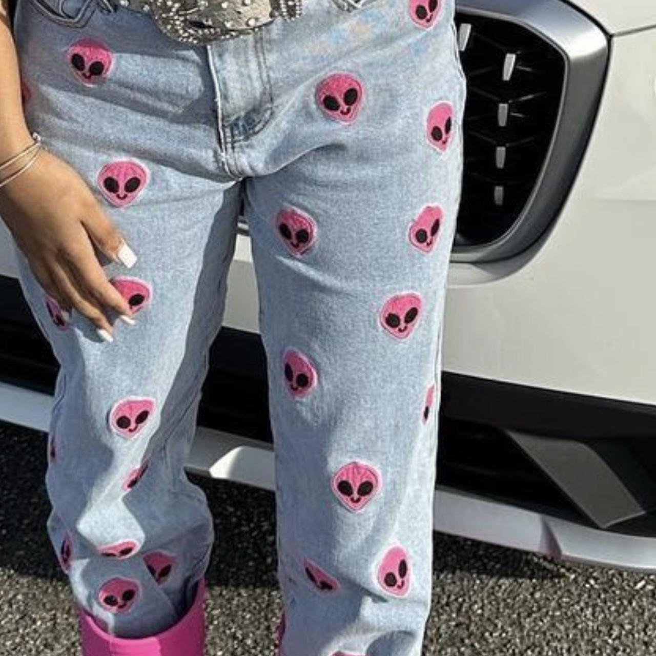 Size 7 Denim alien jeans (only worn once!) - Depop